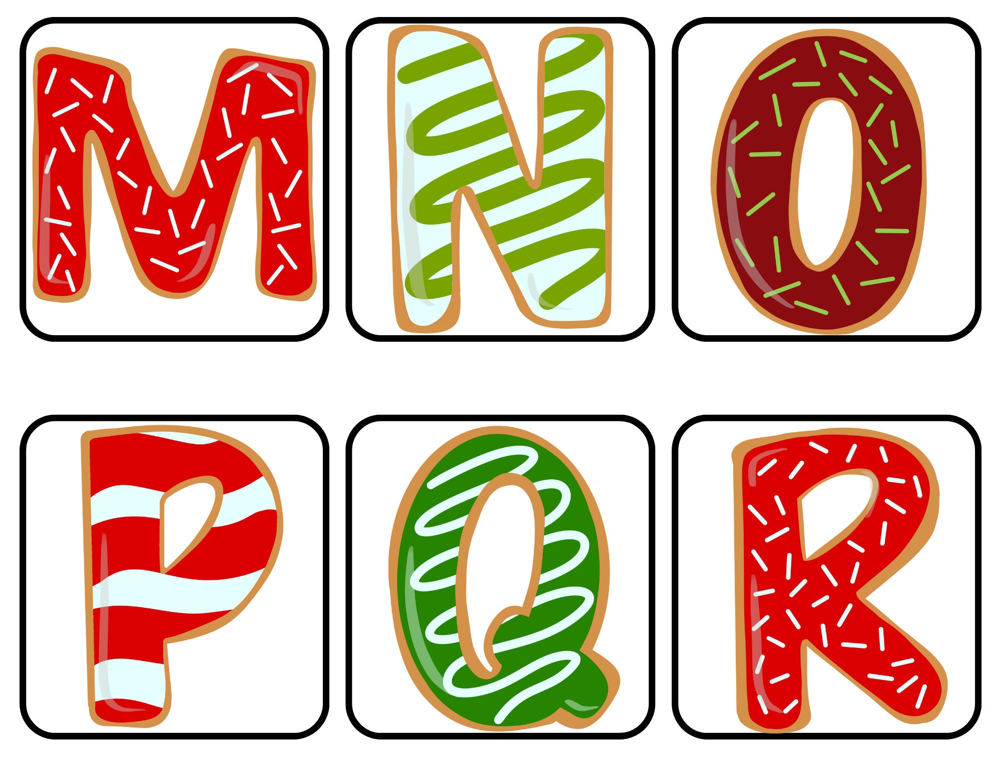 Christmas Cookie Alphabet and Numbers, Preschool Printable, Christmas ...