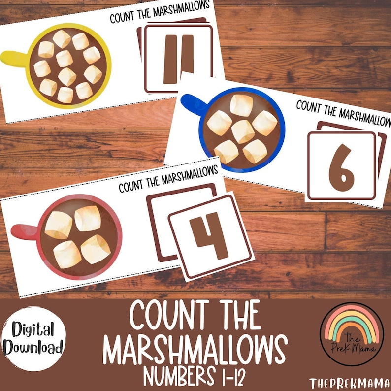 Count the Marshmallows Math Printable Winter Preschool - Etsy