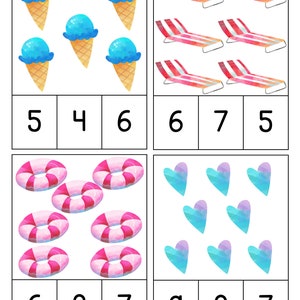 Summer Count and Clip Cards Preschool Printable Preschool | Etsy