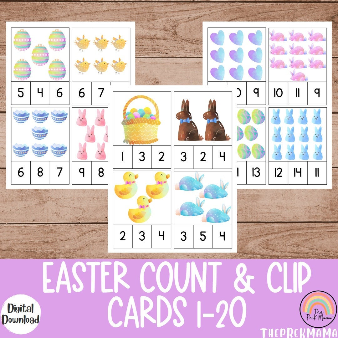 Easter Count and Clip Cards, Preschool Printable, Preschool Math ...