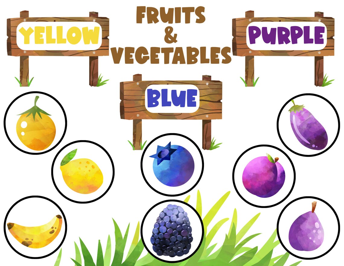 Fruits and Vegetables Color Sort Preschool Worksheet - Etsy