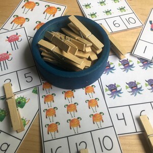 Monster Count and Clip Cards, Preschool Printable, Preschool Math ...