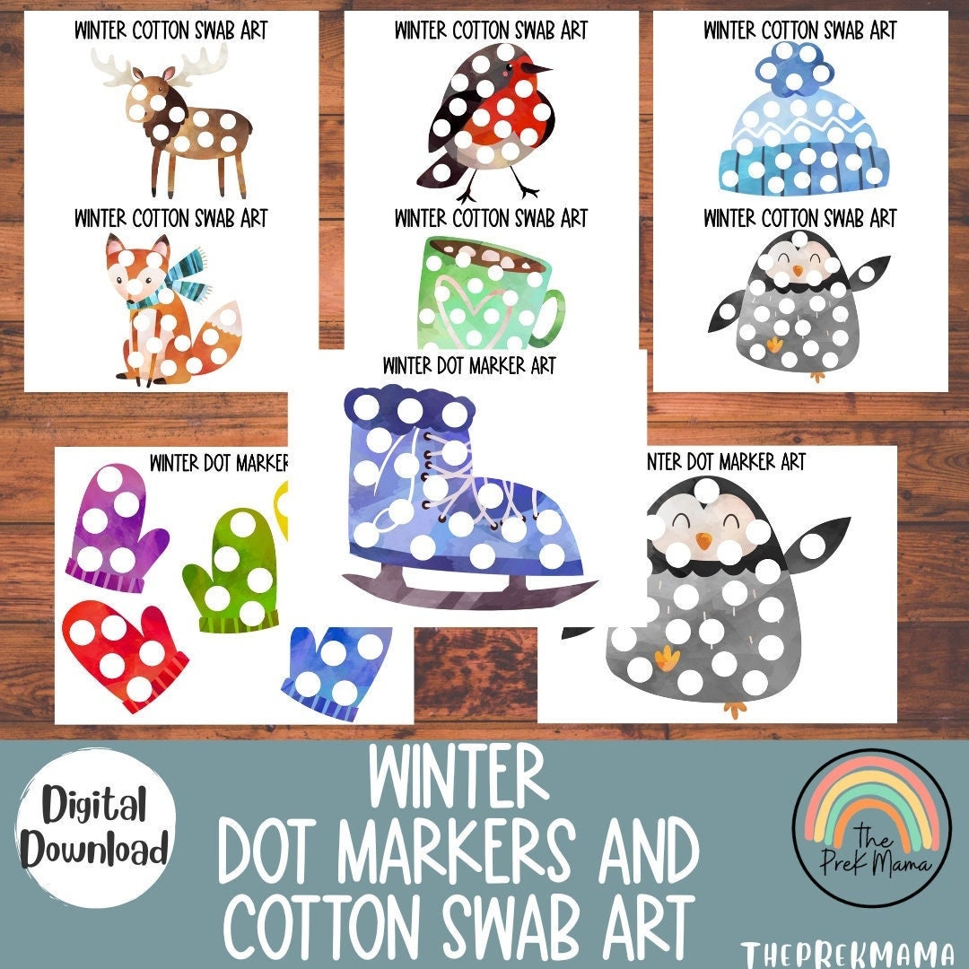 Winter Dot Markers and Cotton Swab Activities, Dab Markers, Winter Art ...