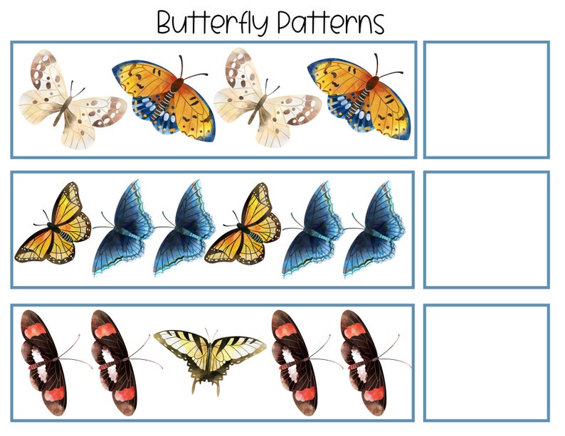 Butterfly Patterns Preschool Worksheets Preschool Printable - Etsy