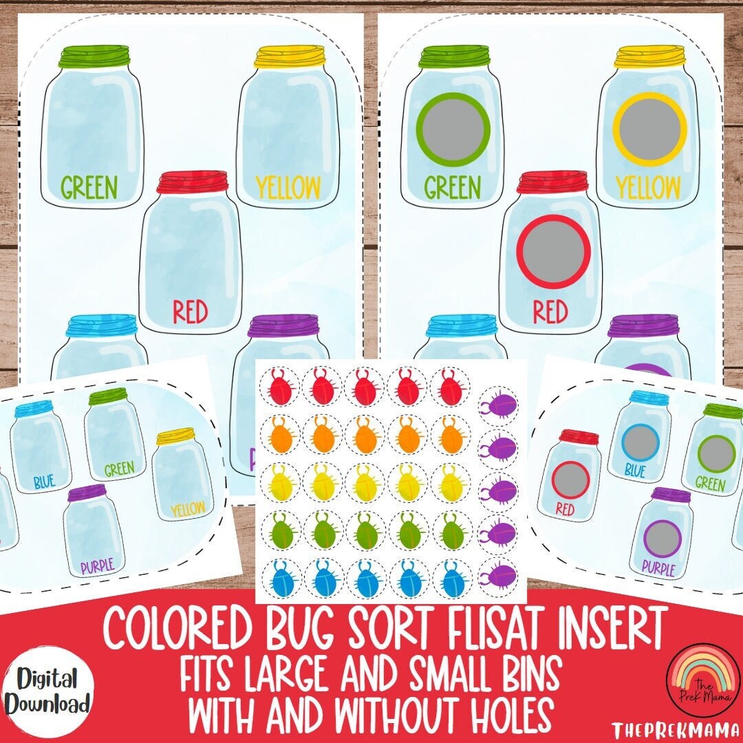 Colored Bug Sort Flisat Inserts, Flisat Table, Flisat Insert Printable, Flisat Insert Preschool ...