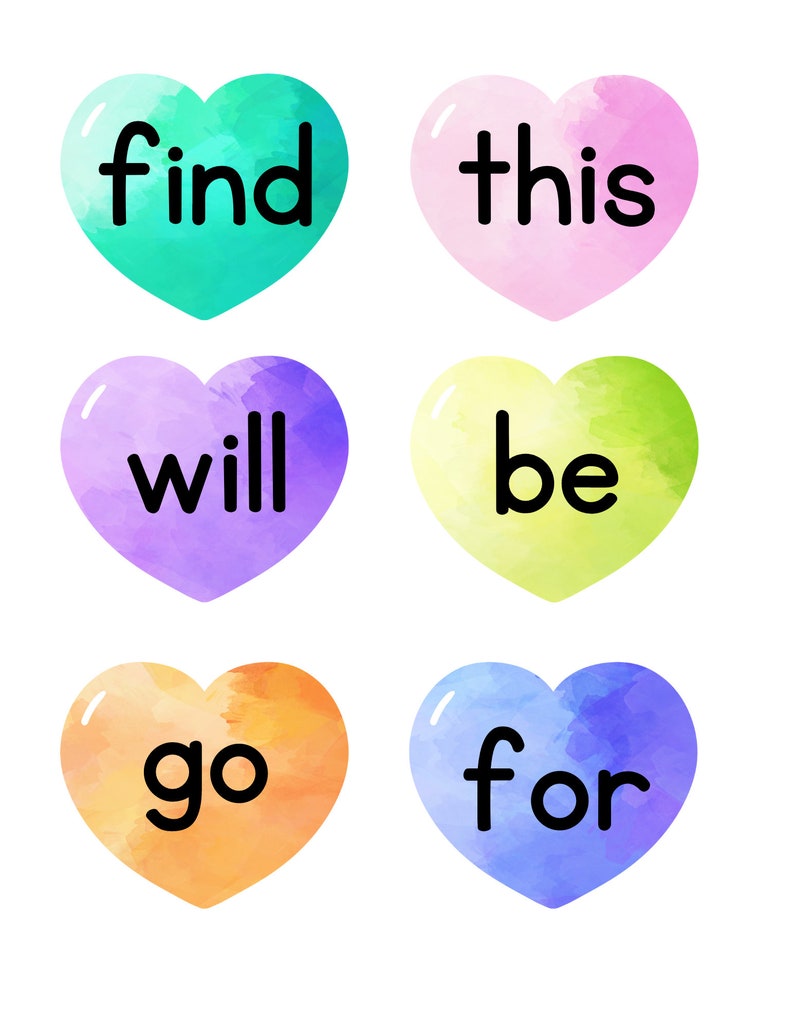 Heart Sight Words, Valentine's Day Printable, Preschool Printable ...