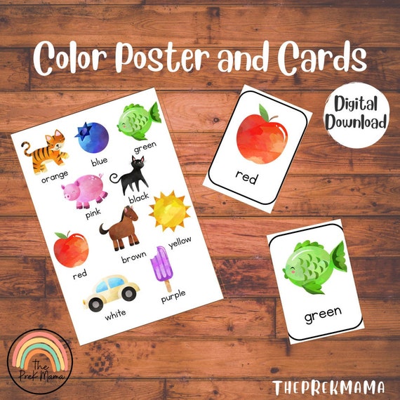 Color Poster and Flashcards Preschool Printable Preschool | Etsy