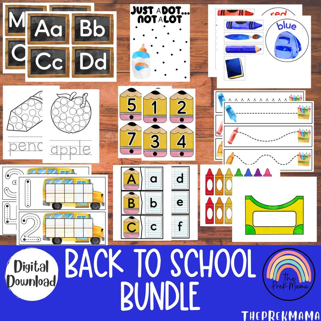 Back to School Bundle, Back to School Busy Book, Preschool Printable ...