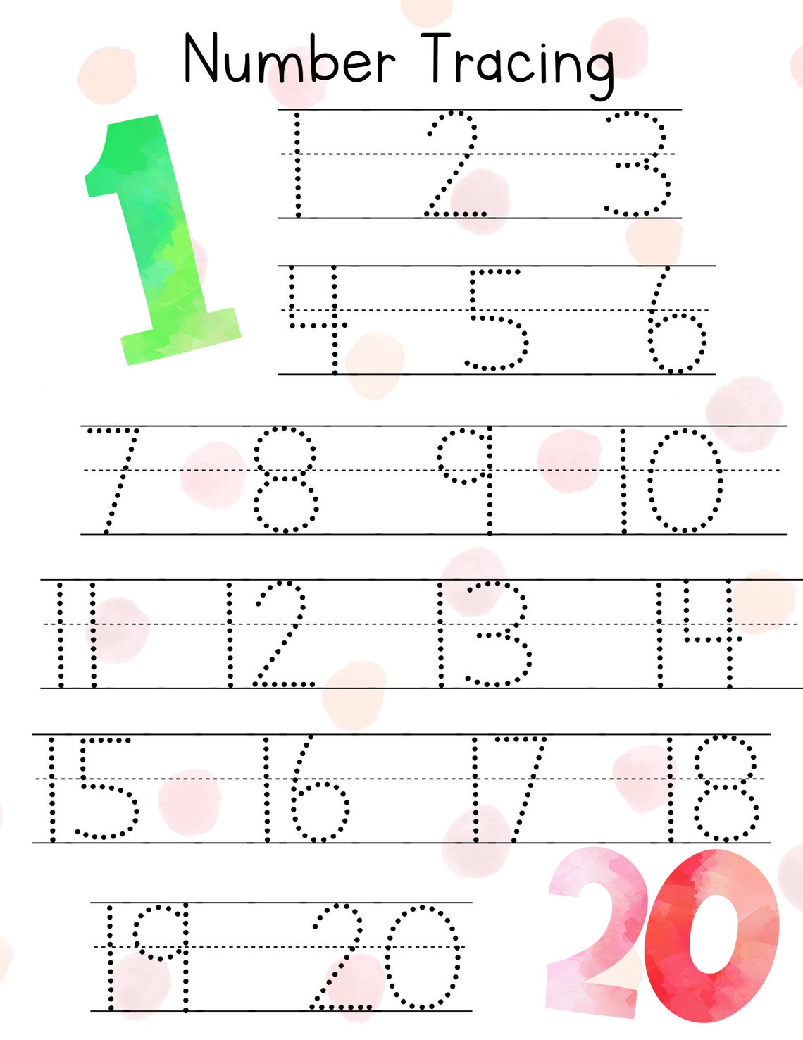 Number Tracing Worksheets Preschool Printable Preschool - Etsy