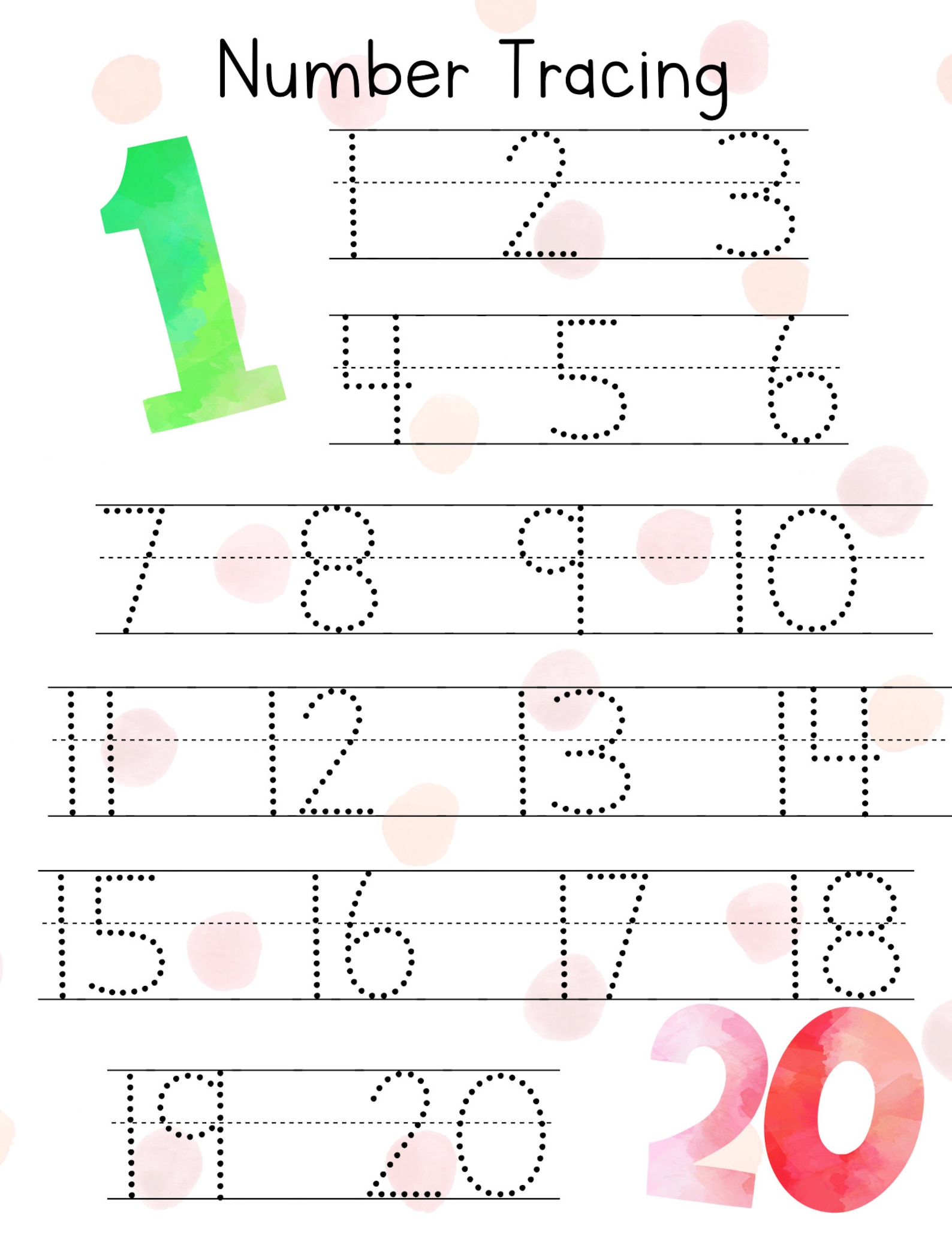 Number Tracing Worksheets Preschool Printable Preschool - Etsy