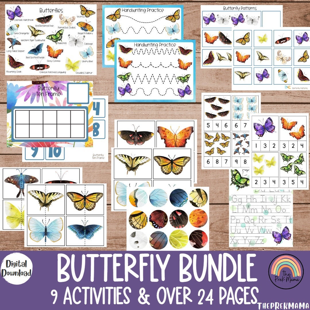 Butterfly Bundle, Montessori Homeschool Printable, Preschool Printable ...