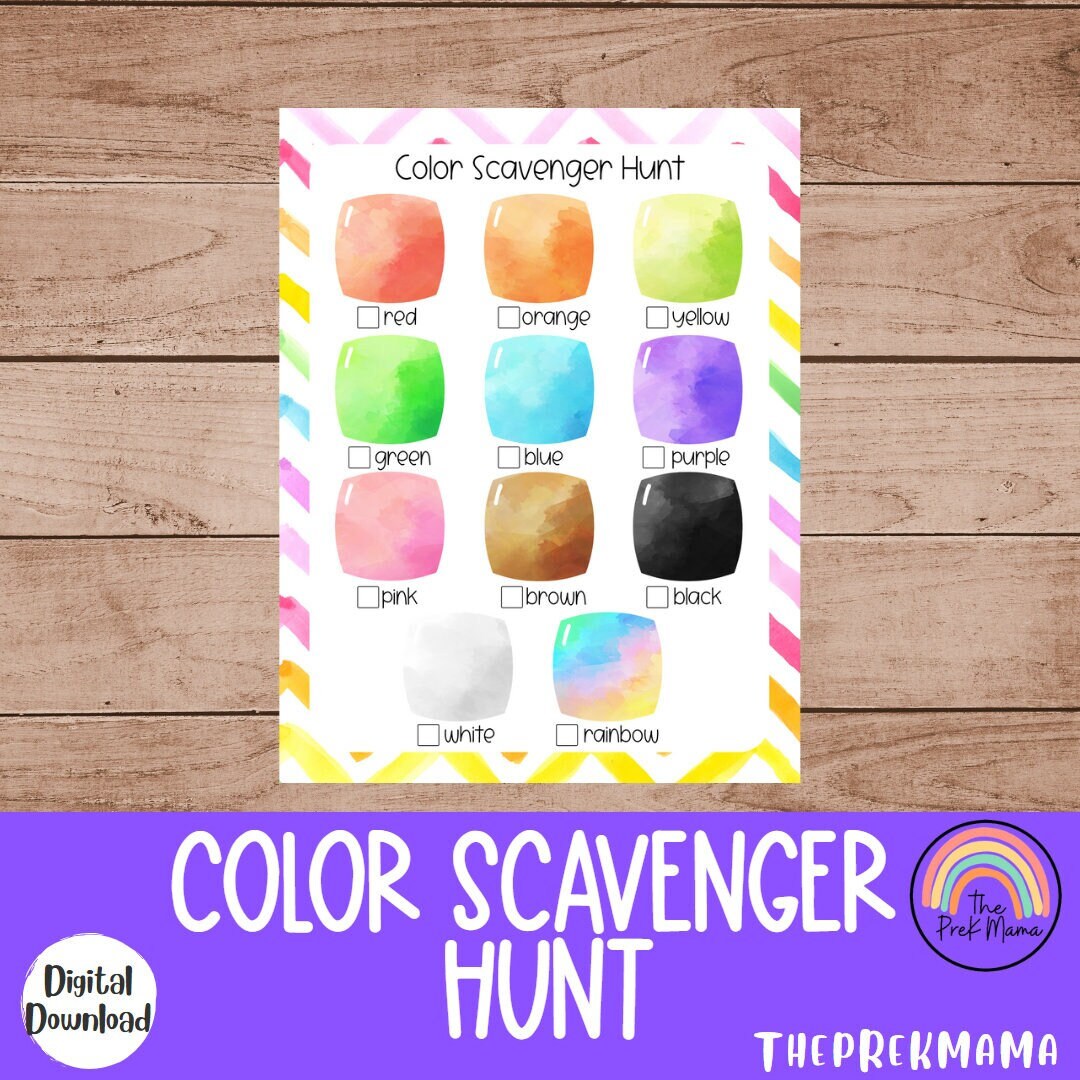 Color Scavenger Hunt, Preschool Printable, Colors Printable, Preschool ...