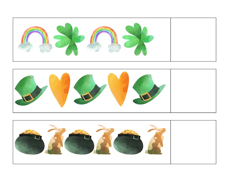 St. Patrick's Day Patterns Preschool Worksheets - Etsy
