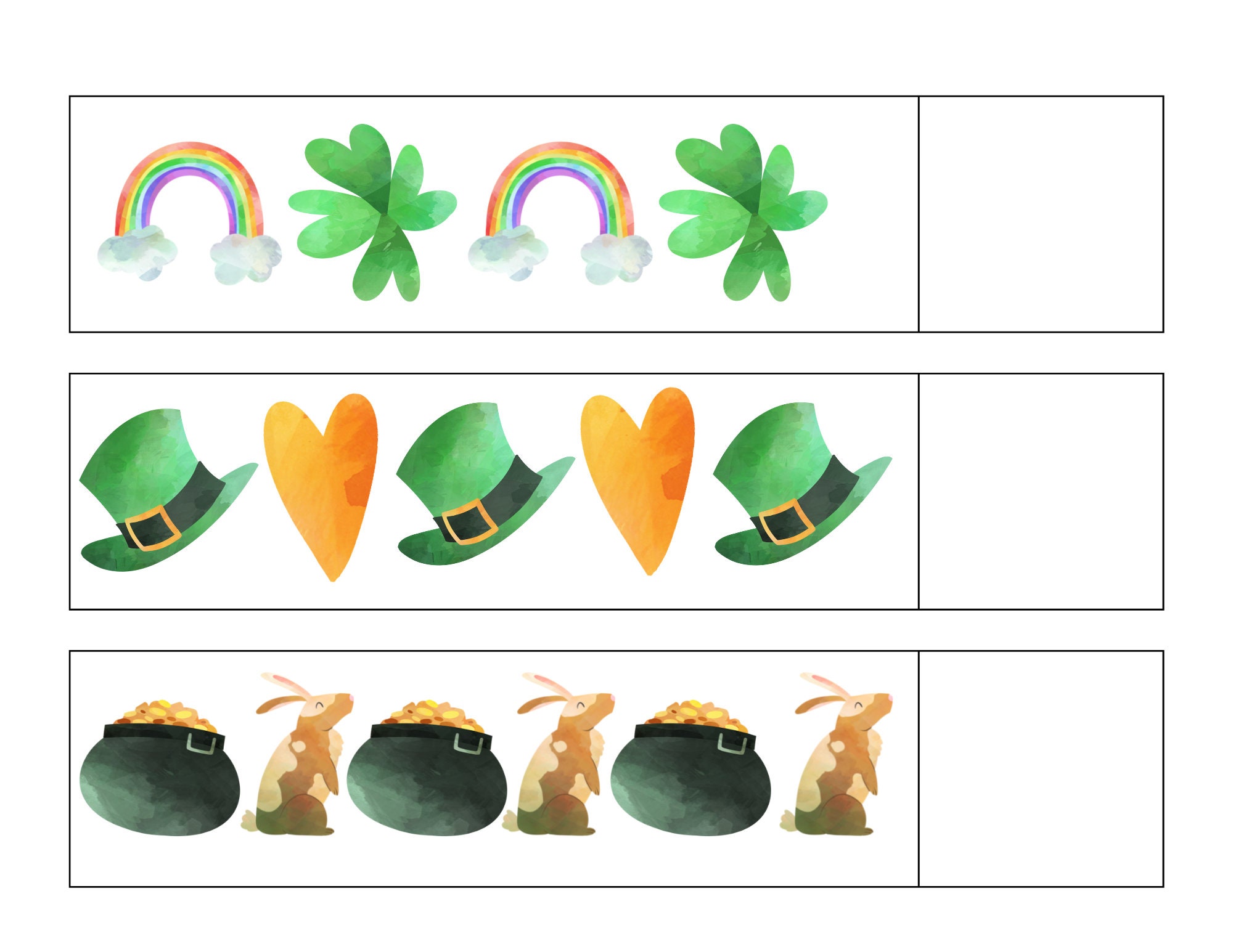St. Patrick's Day Patterns Preschool Worksheets - Etsy
