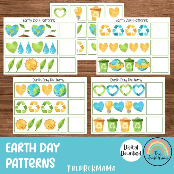 Earth Day Patterns Preschool Worksheet Preschool Printable - Etsy