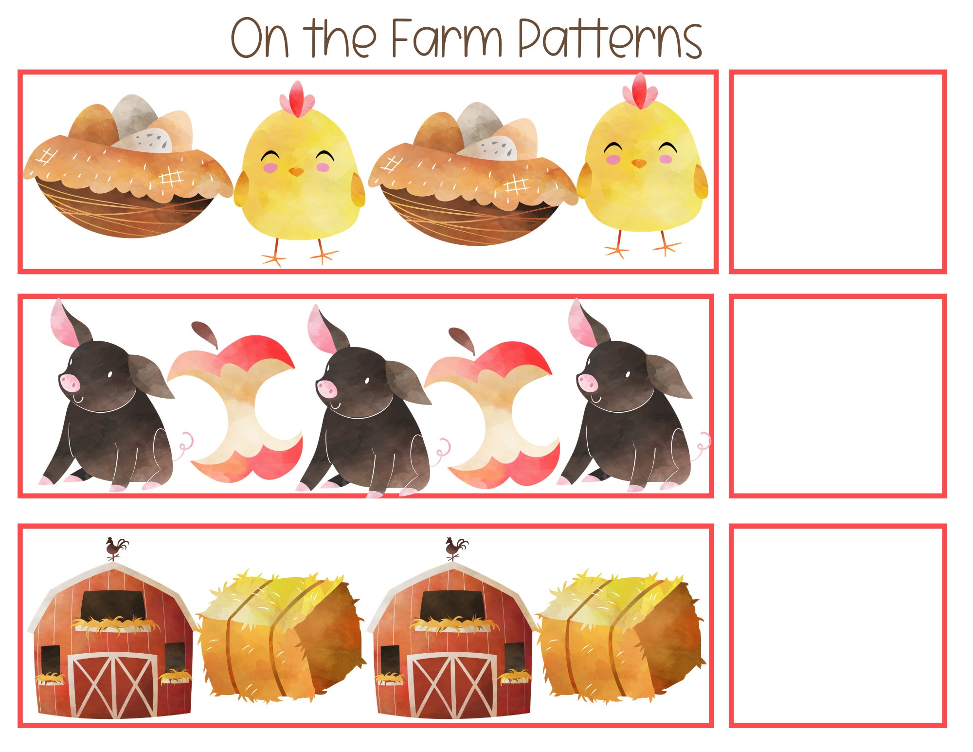 FARM Patterns, Montessori Toddler Printable, Preschool Printable ...