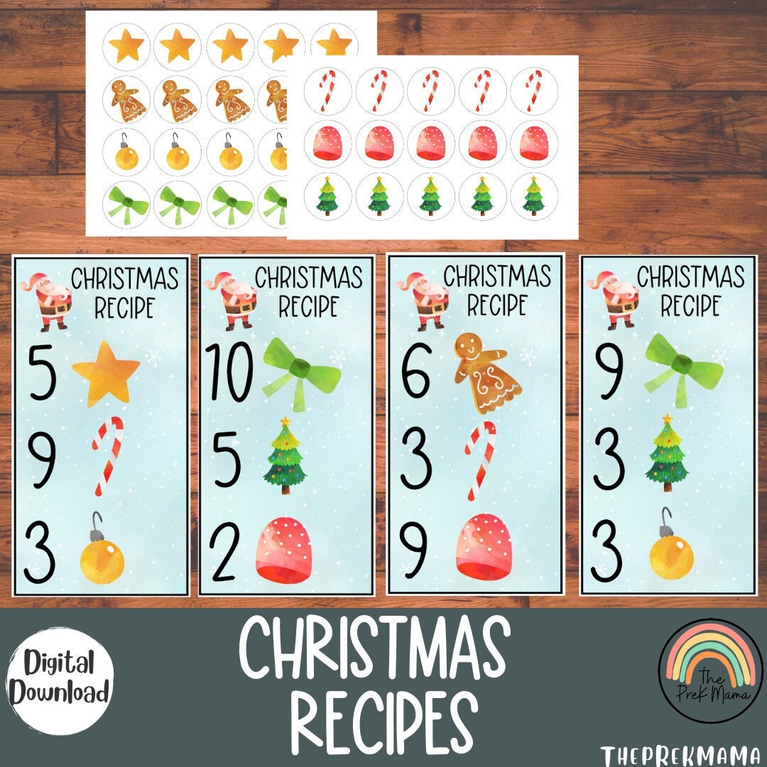 Christmas Recipe Cards, Montessori Materials, Sensory Bin, Preschool ...