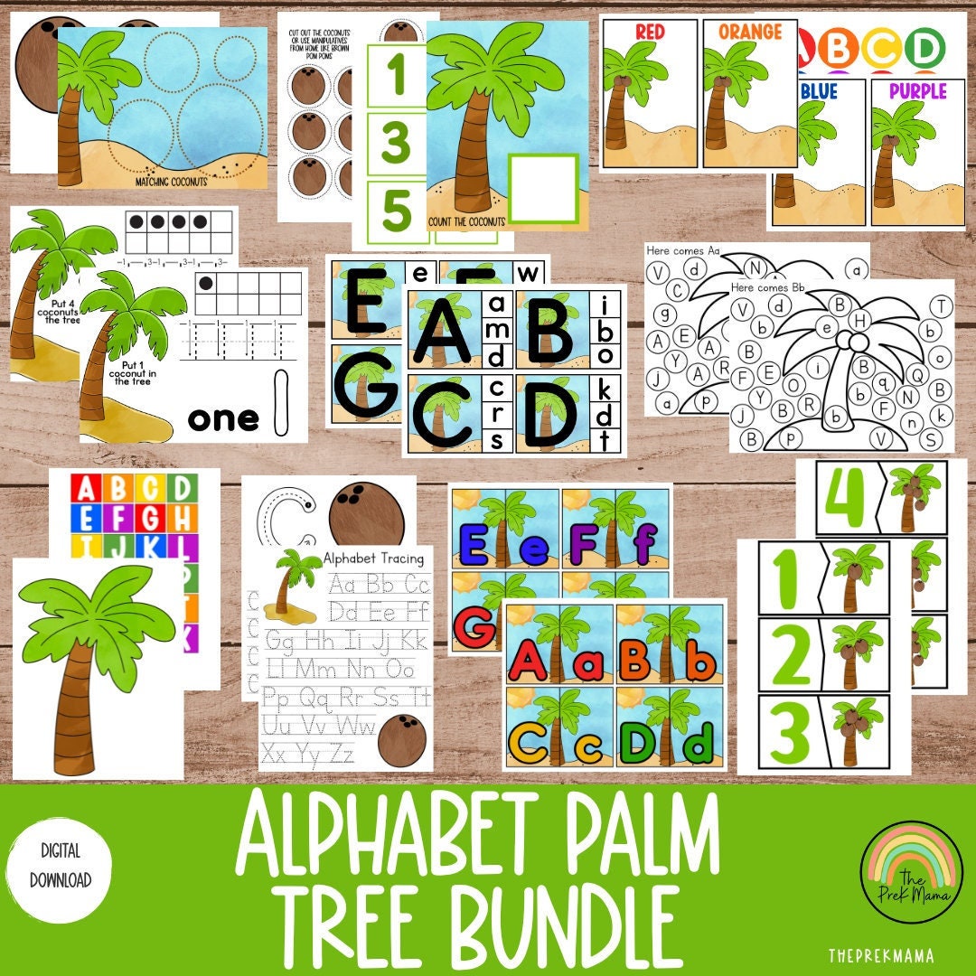 Alphabet Palm Tree Bundle, Preschool Worksheet, Preschool Printable ...