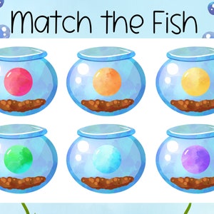Match the Fish Color Match, Preschool Worksheet, Toddler Printable ...