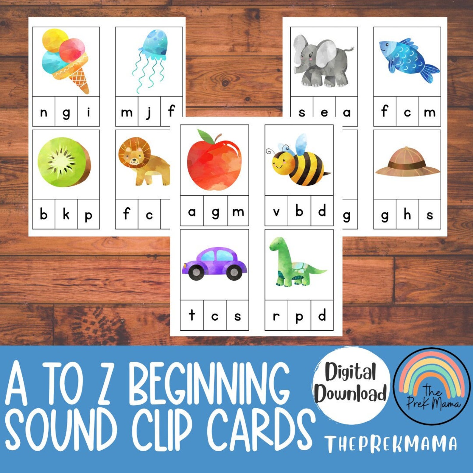 A to Z Beginning Sounds Clip Cards Preschool Printable - Etsy