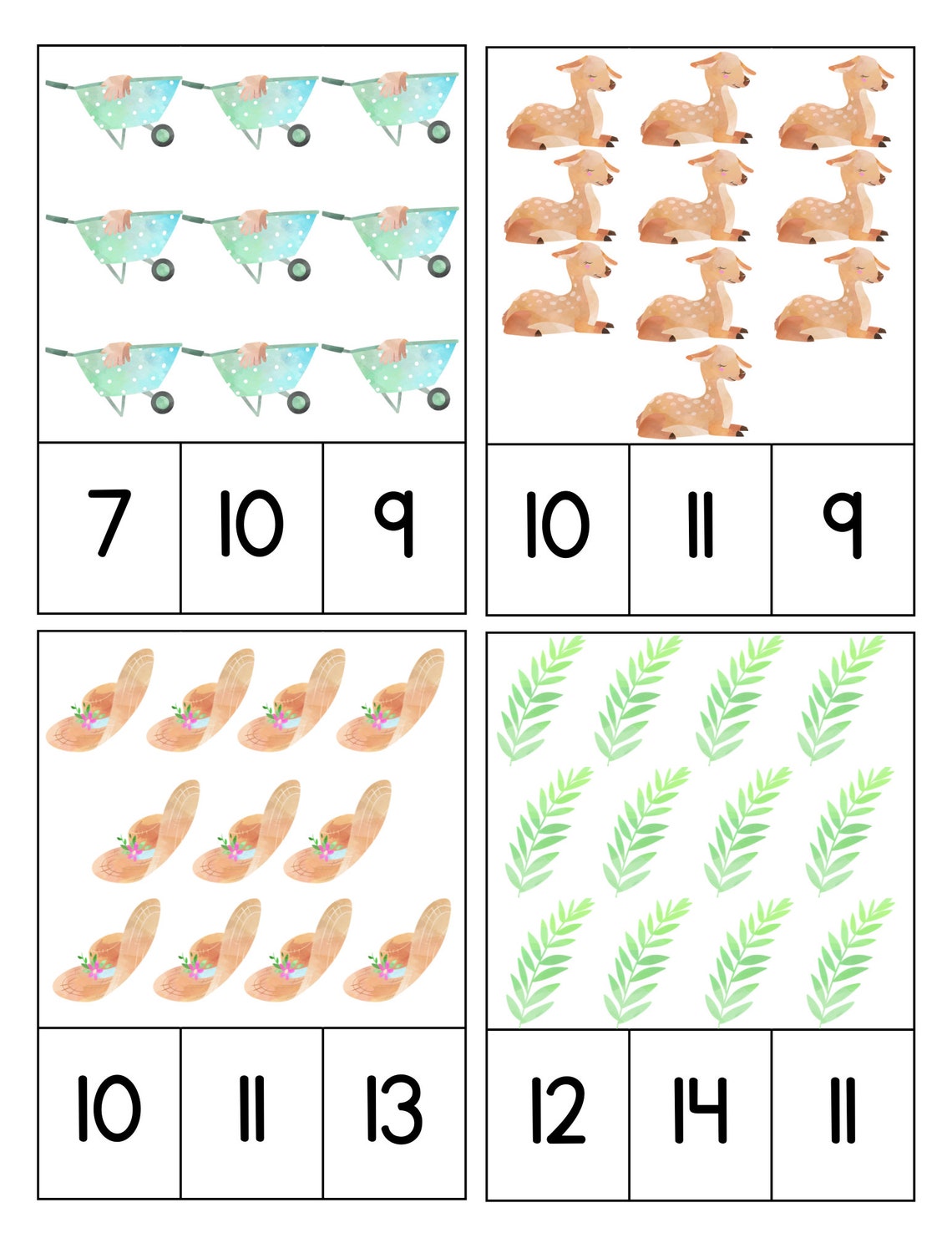Spring Count and Clip Cards Preschool Printable Preschool | Etsy