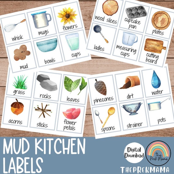 Mud Kitchen Labels Preschool Printable Home School - Etsy UK