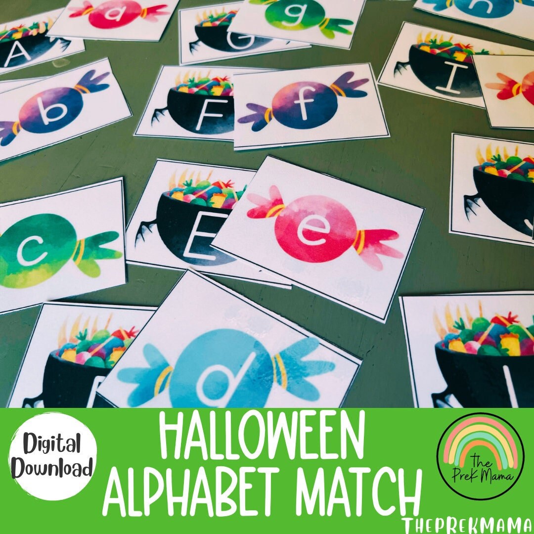 Halloween Alphabet Match, Halloween Preschool Printable, Alphabet ...