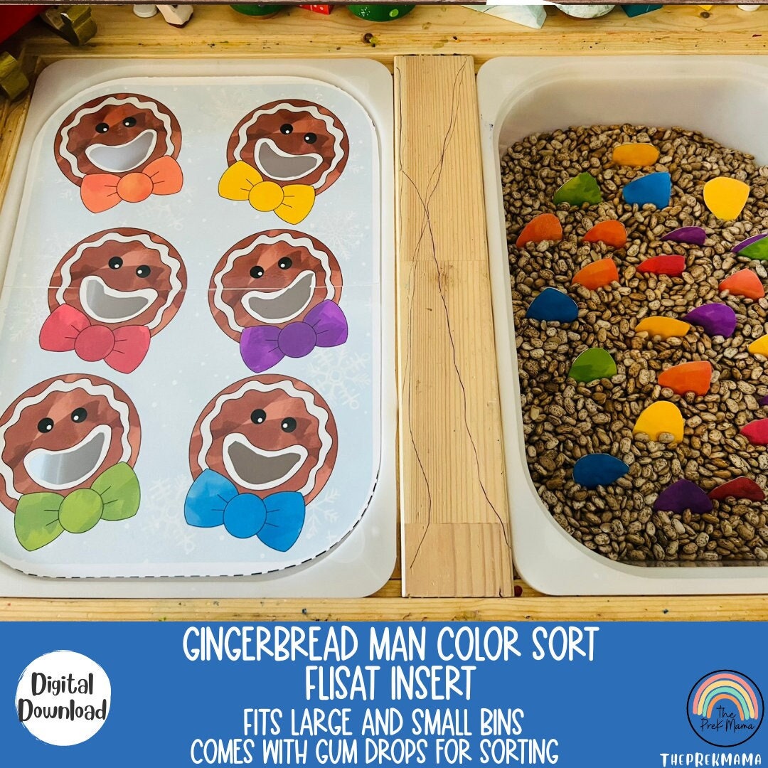 Gingerbread Man Color Sort Flisat Insert, Christmas Flisat Insert ...