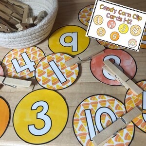 Candy Corn Clip Cards, Preschool Printable, Preschool Math, Preschool ...