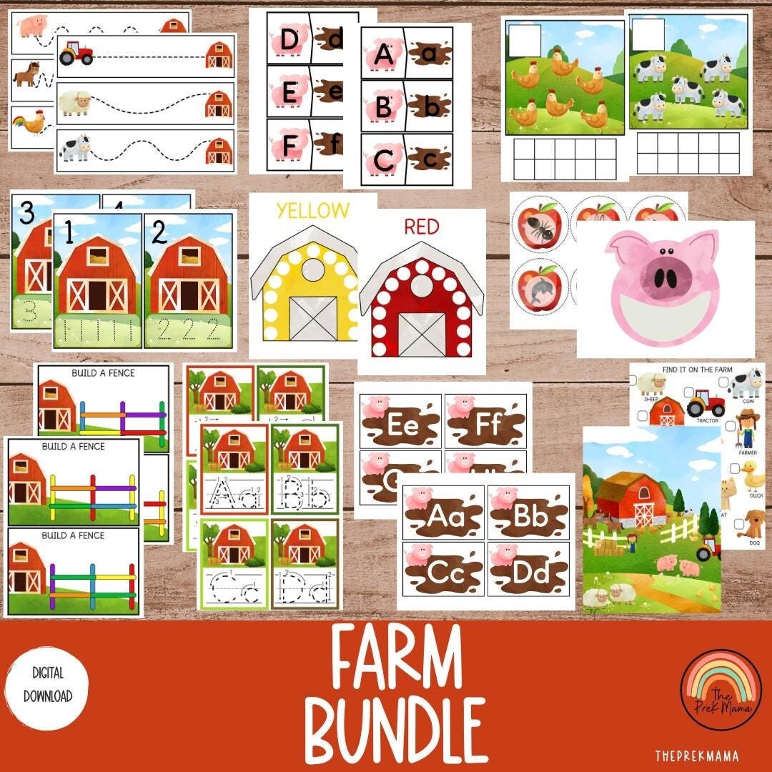 Farm Bundle, Farm Preschool Worksheet, Farm Preschool Printable ...