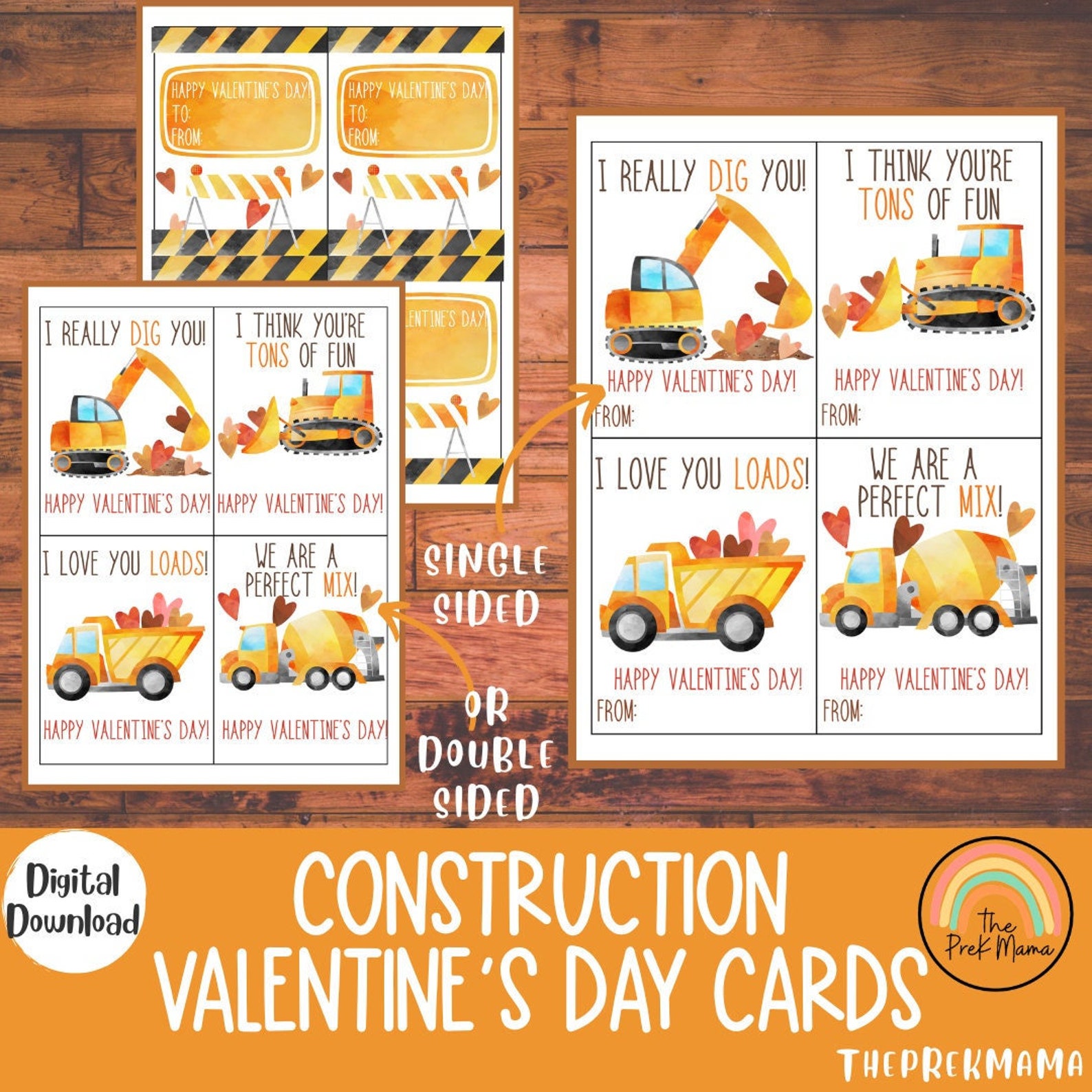 Construction Valentine's Day Cards, Printable Valentine's Day Cards ...