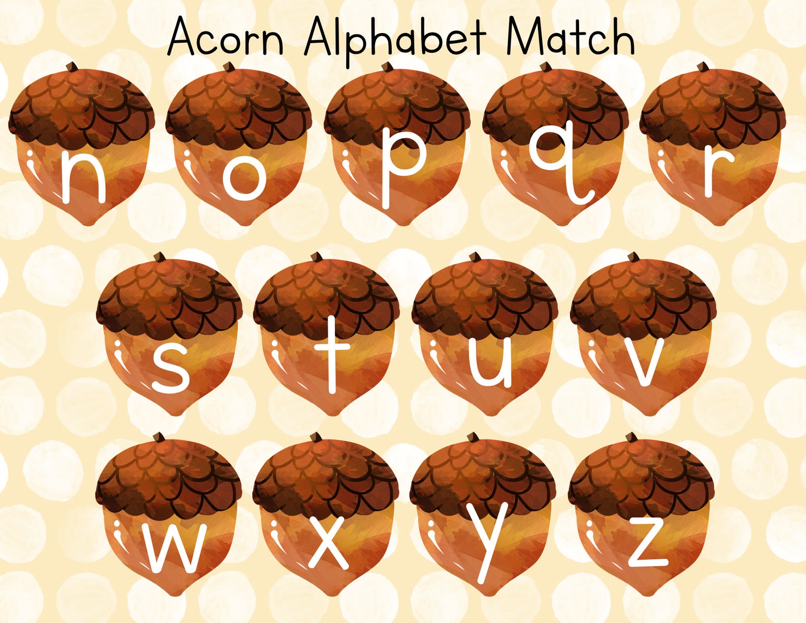 Acorn Alphabet Match Montessori Materials Homeschool - Etsy
