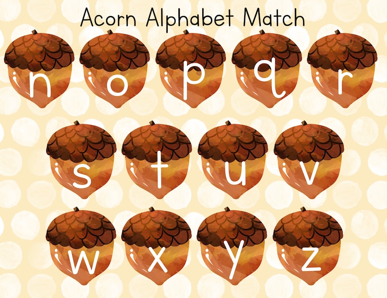 Acorn Alphabet Match Montessori Materials Homeschool - Etsy