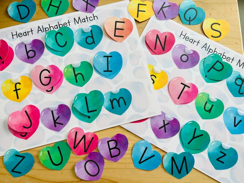 Heart Alphabet Match Valentine's Day Preschool Printable - Etsy