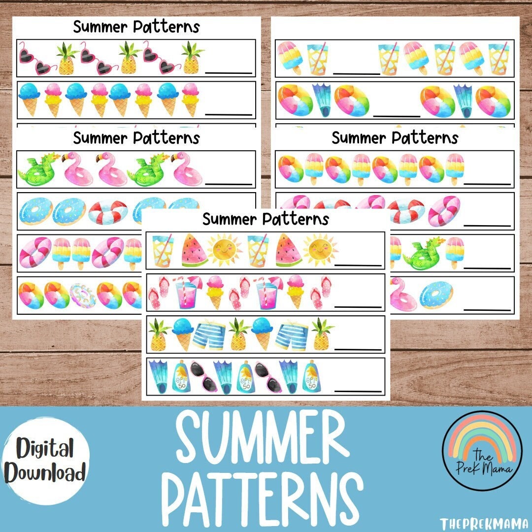 Summer Patterns Preschool Worksheet Preschool Printable - Etsy