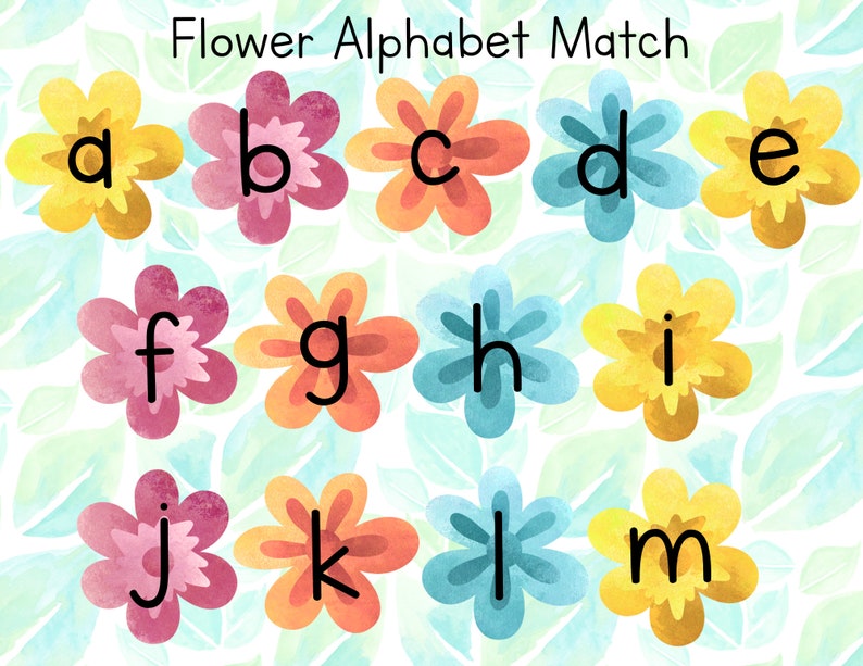 Flower Alphabet Match, Spring Preschool Printable, Spring Printable ...