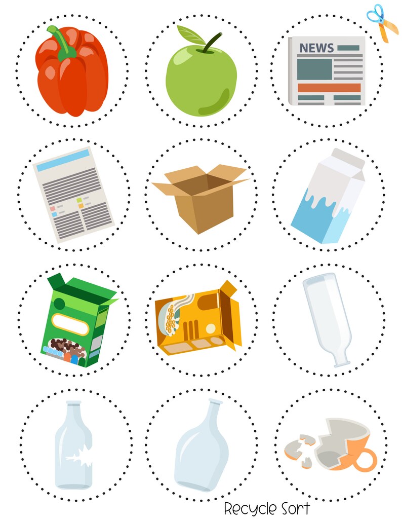 Earth Day Recycle Sort Preschool Worksheet Preschool - Etsy