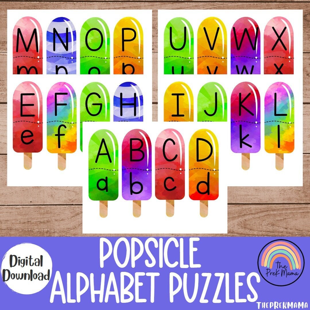 Popsicle Alphabet Puzzles Preschool Worksheet Preschool - Etsy