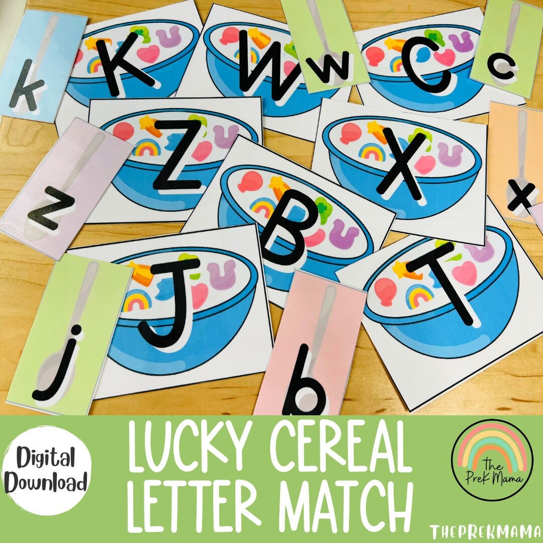 Lucky Cereal Letter Match, Preschool Curriculum, Preschool Printable ...