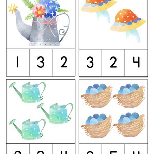 Spring Count and Clip Cards, Preschool Printable, Preschool Math ...