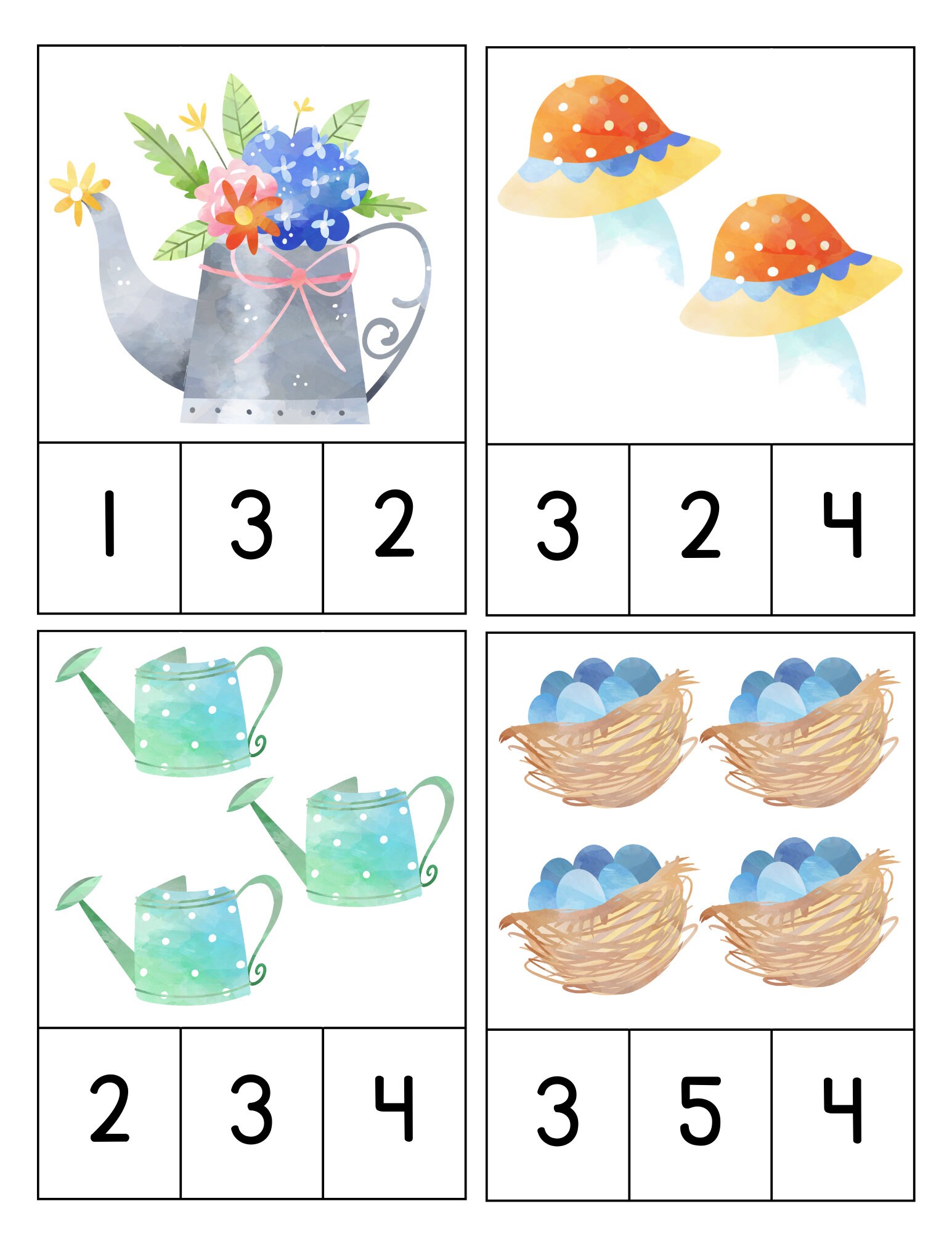 Spring Count and Clip Cards Preschool Printable Preschool - Etsy