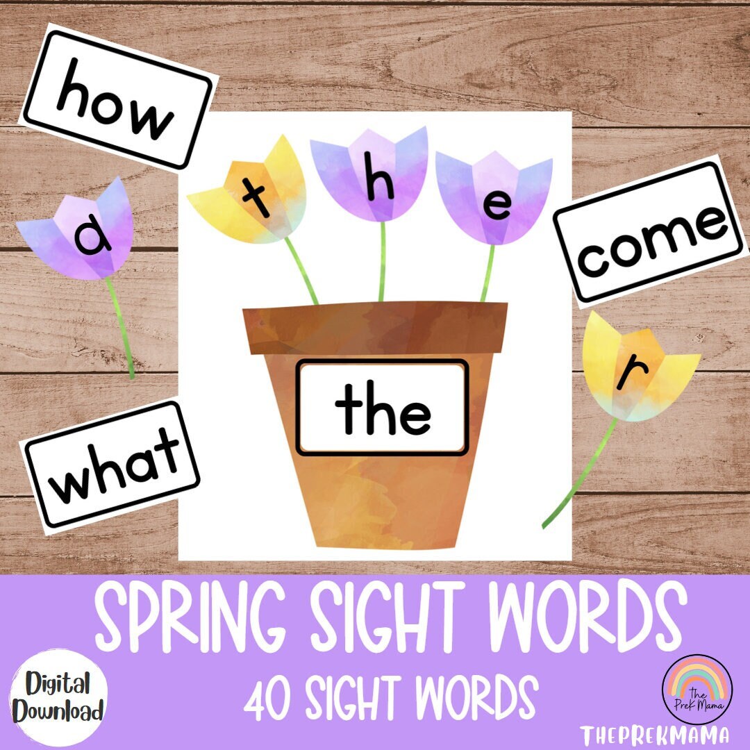 Spring Sight Words Preschool Worksheets Preschool Printable - Etsy