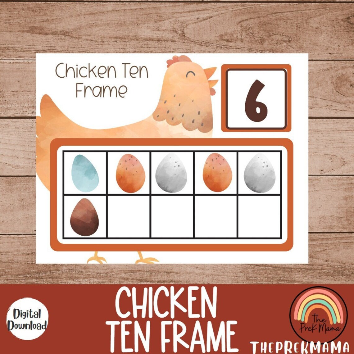 FARM Chicken Ten Frame Montessori Materials Preschool - Etsy