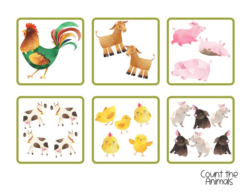 FARM Count the Animals Montessori Materials Preschool | Etsy