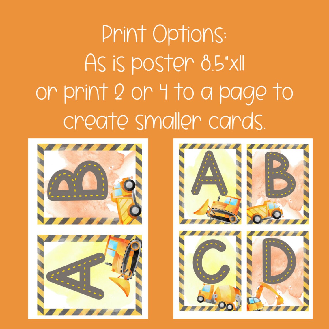 Construction Road Alphabet Posters Preschool Printable - Etsy
