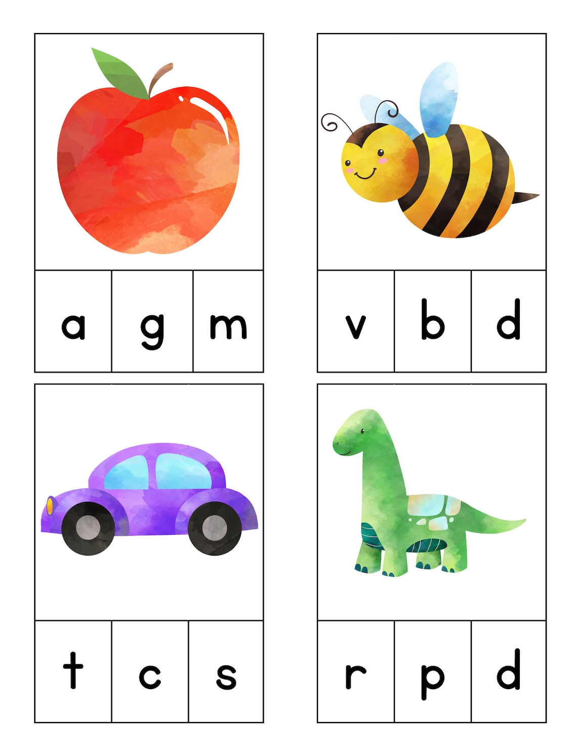 A to Z Beginning Sounds Clip Cards Preschool Printable - Etsy