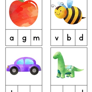 A to Z Beginning Sounds Clip Cards, Preschool Printable|, Kindergarten ...