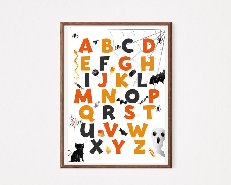 Halloween Poster Alphabet and Numbers Educational Poster - Etsy