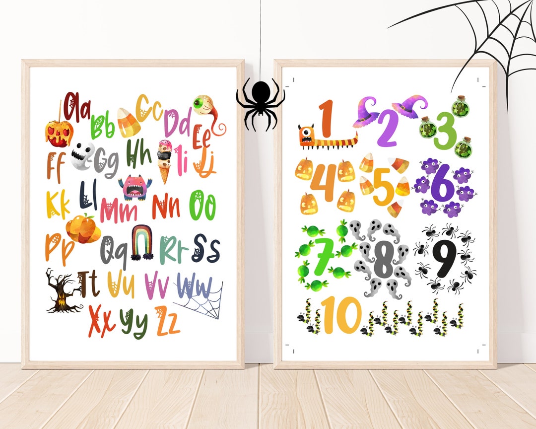 Halloween Poster, Alphabet and Numbers, Educational Poster, Classroom ...