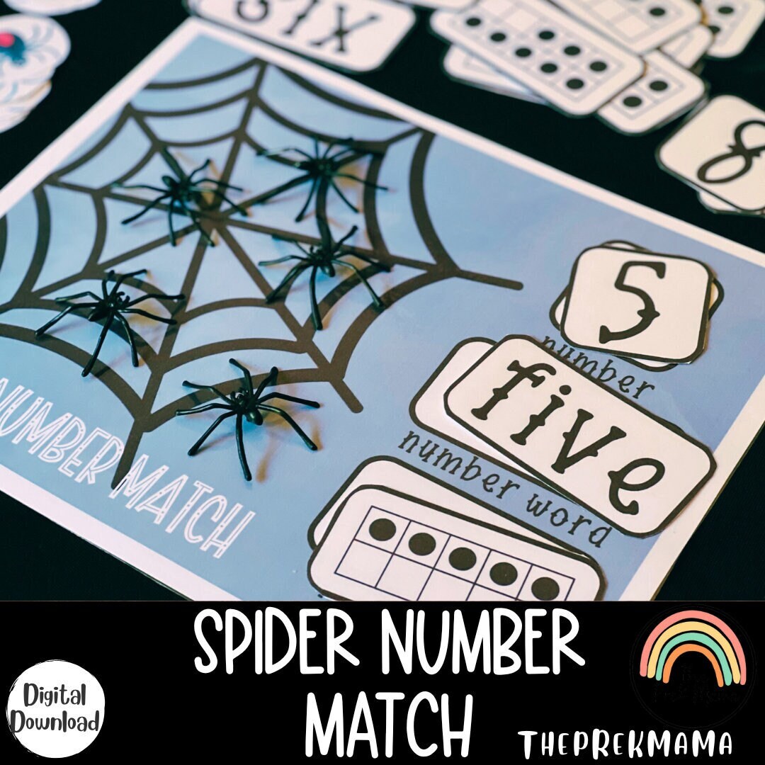 Halloween Spider Number Match, Halloween Preschool Printable ...